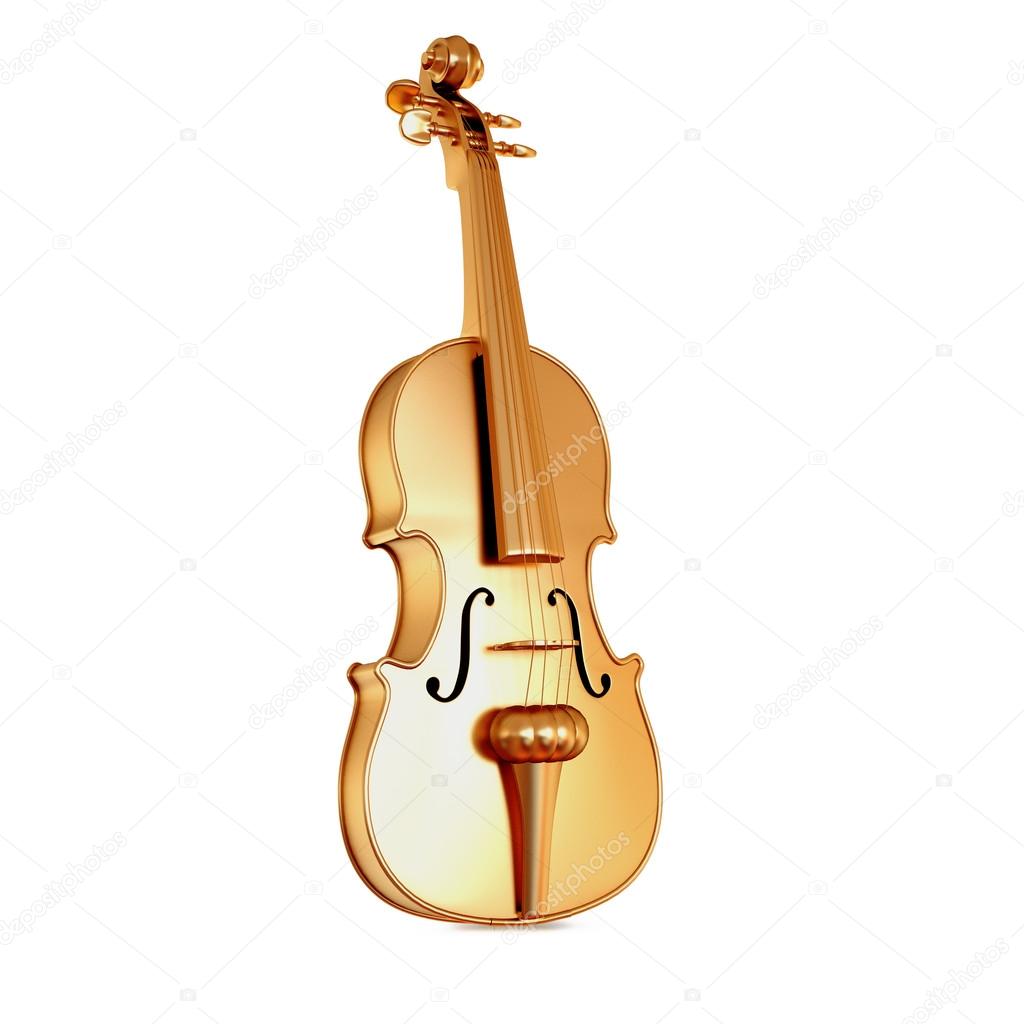 Traditional golden violin isolated on white background. — Stock Photo ...