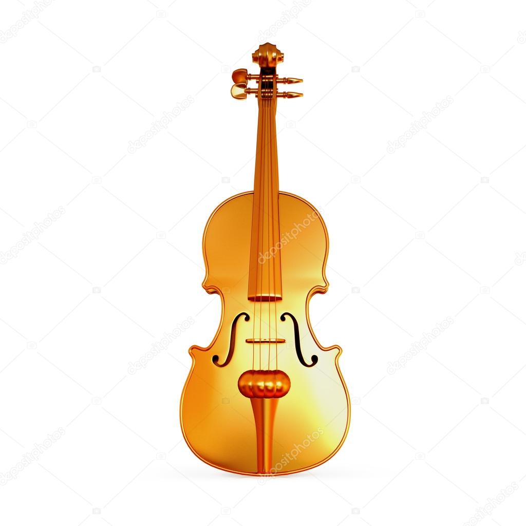 Traditional golden violin isolated on white background. — Stock Photo ...