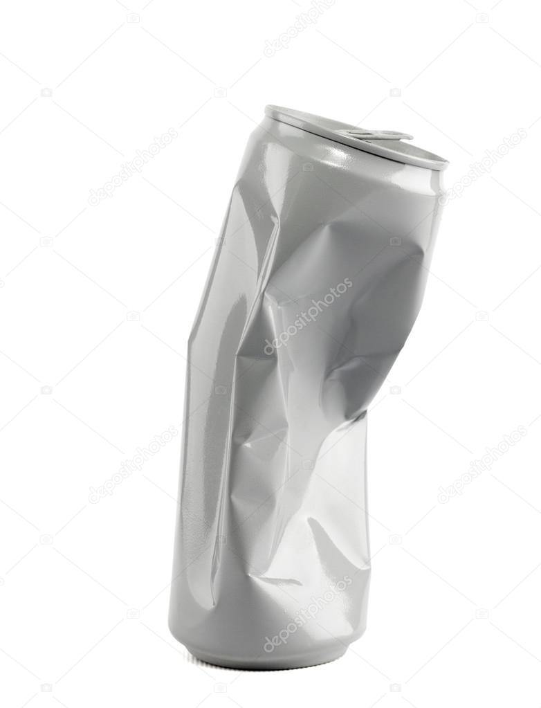 Crumpled empty blank soda or beer can garbage isolation on white ⬇ ...