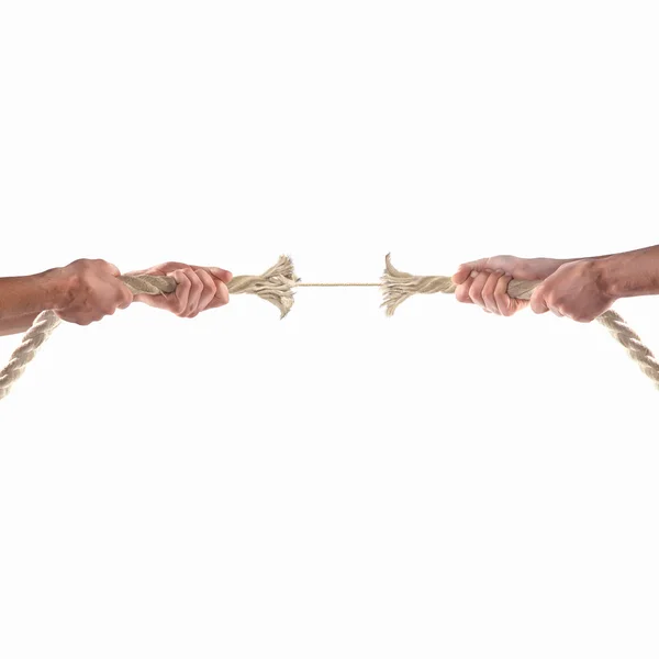 Hands of people pulling the rope on white background. Competition ...