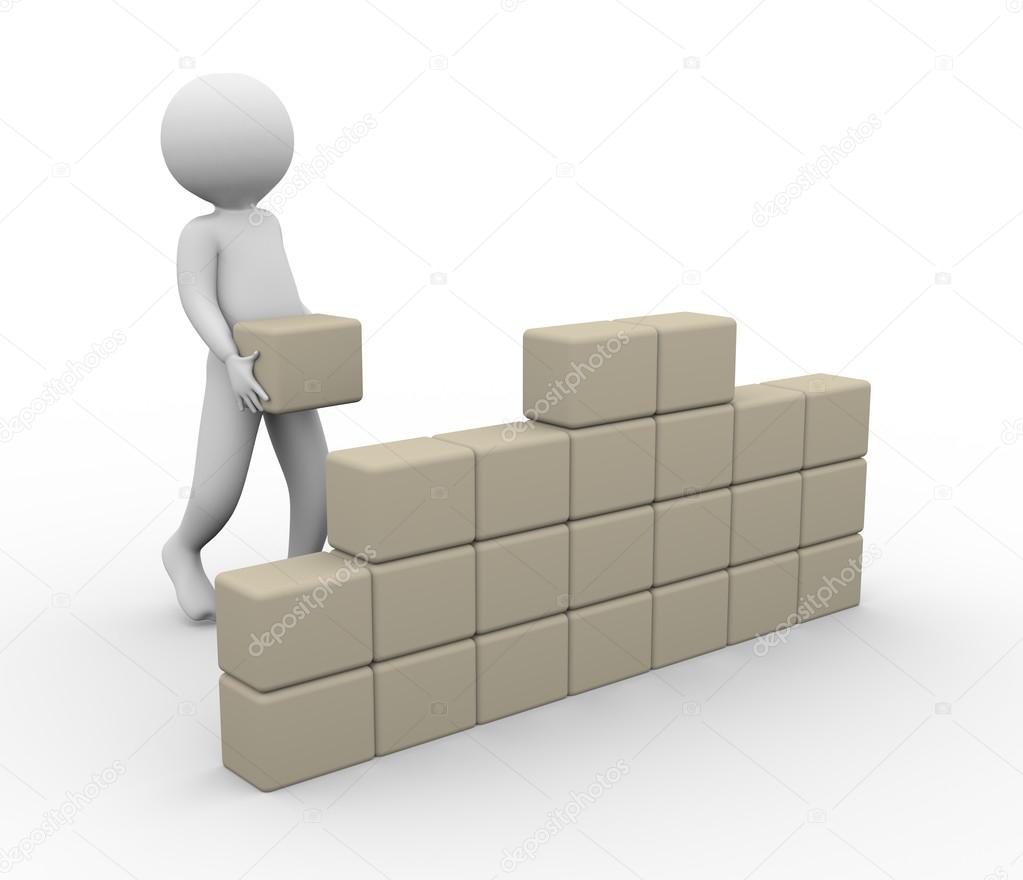 Man Building Brick Wall