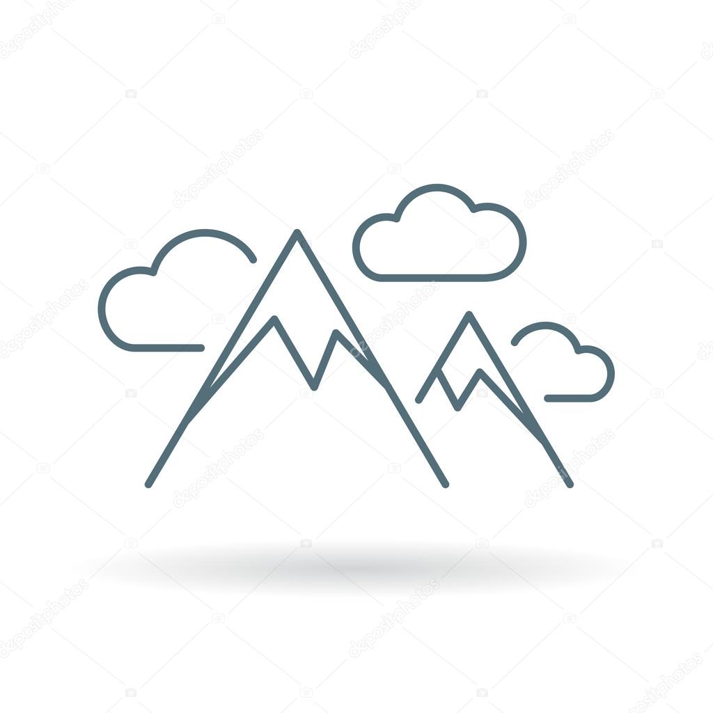 Mountain range symbol | Mountain range icon. Mountains with clouds ...
