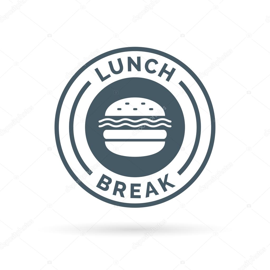 Fastfood lunch break badge sign with cheeseburger meal icon silhouette ...