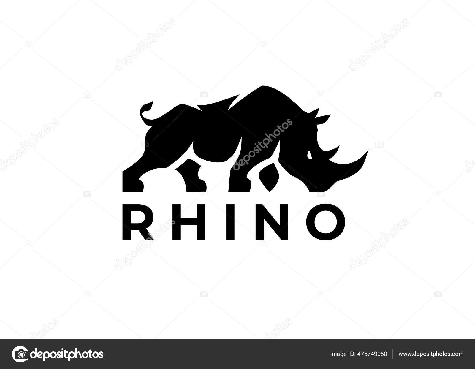 Rhino Logo Template Endangered African Rhinoceros Silhouette Icon ...