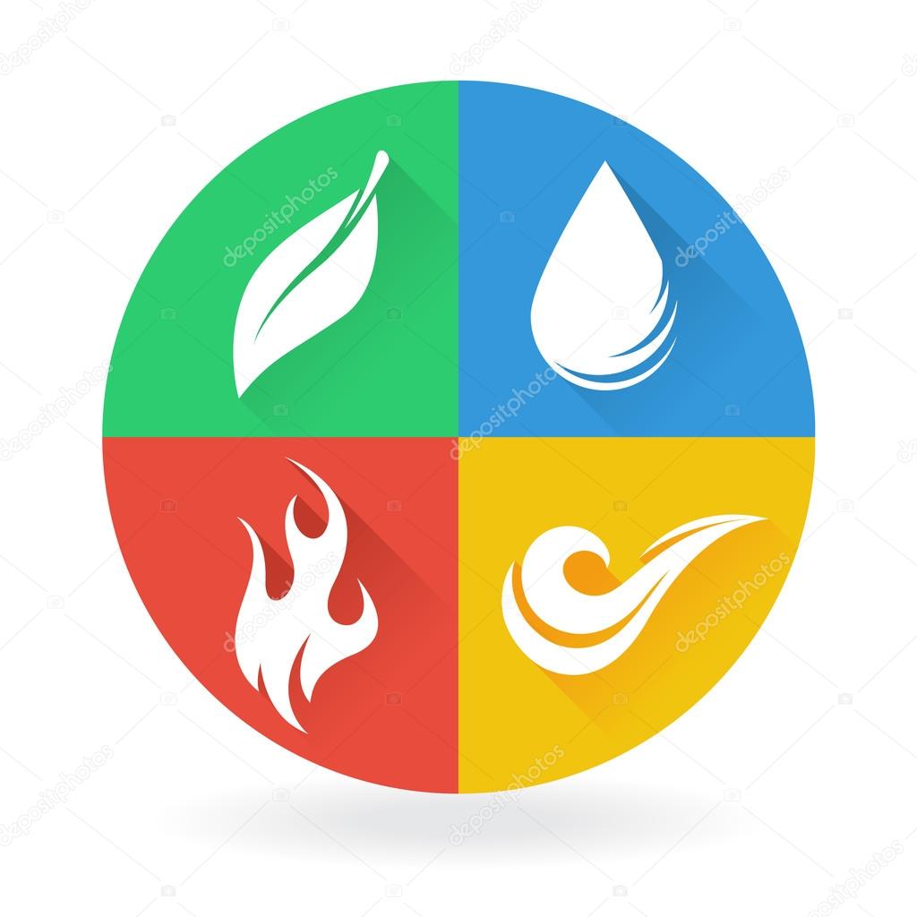 Four Natural Elements - Earth, Water, Air and Fire Stock Vector Image ...