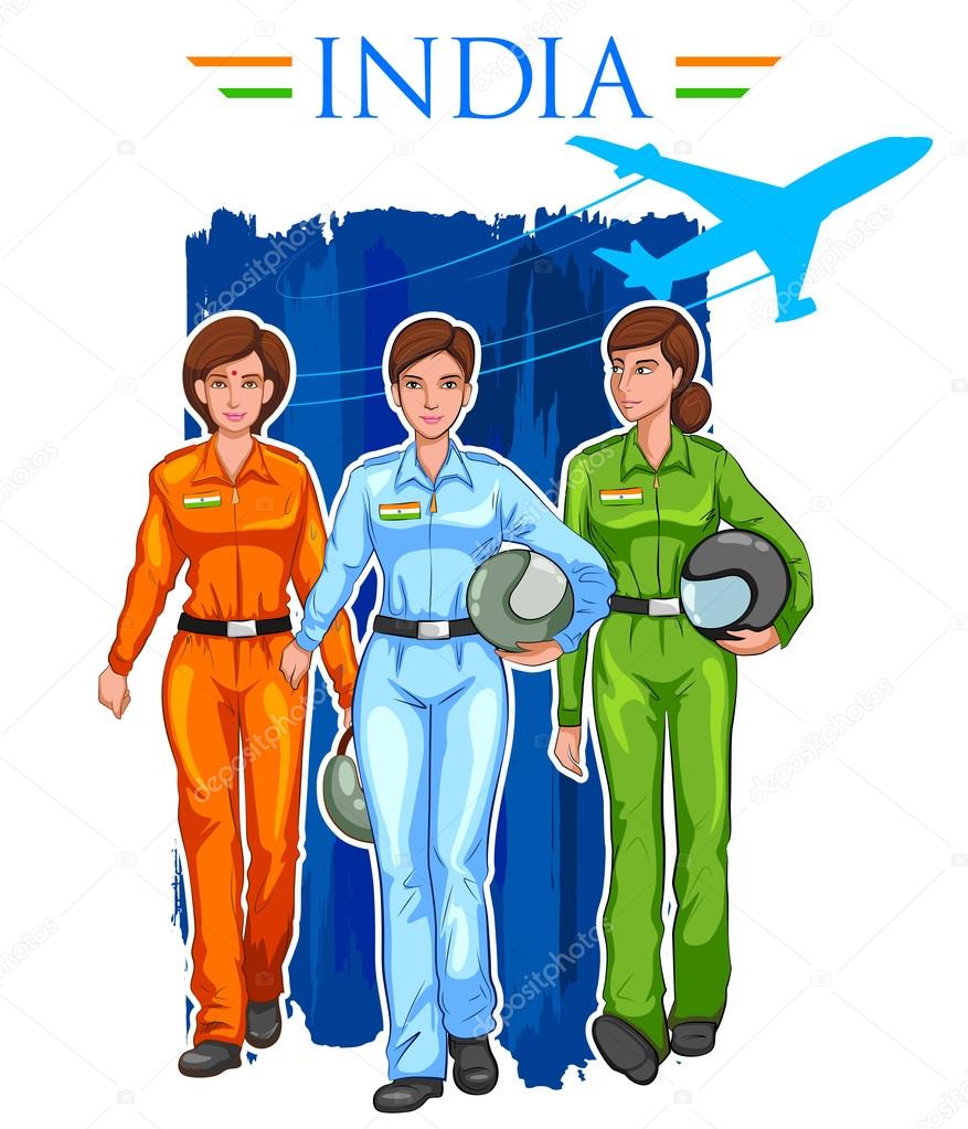 Women pilot on Indian background showing developing India — Stock ...