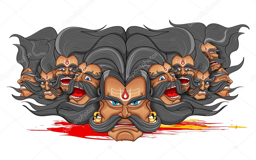 Ravana with ten heads for Dussehra — Stock Vector © vectomart #53658859
