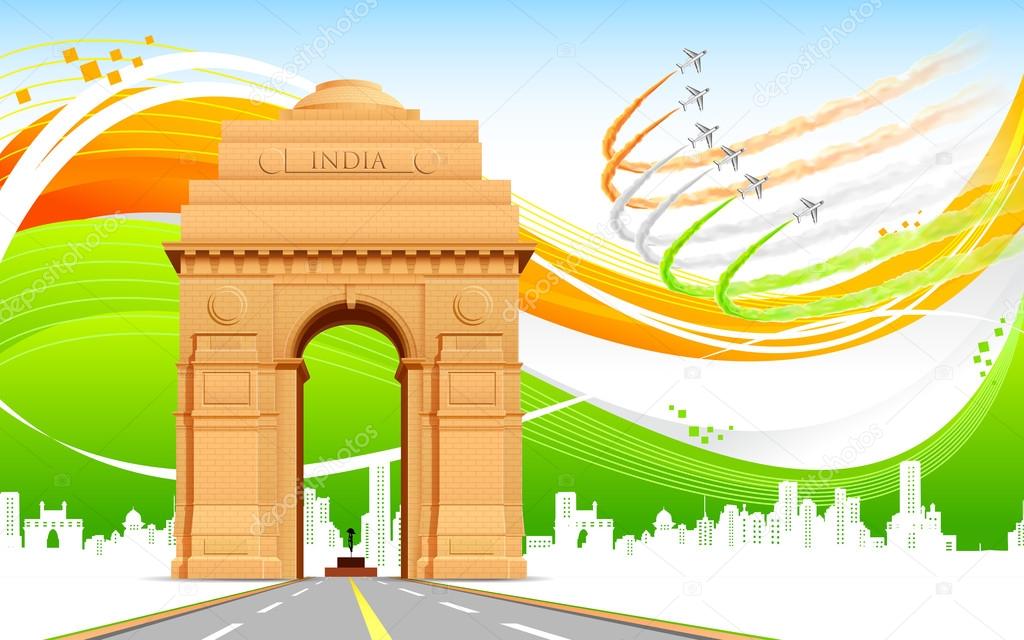 India Gate on Tricolor Background Stock Vector Image by ©vectomart ...