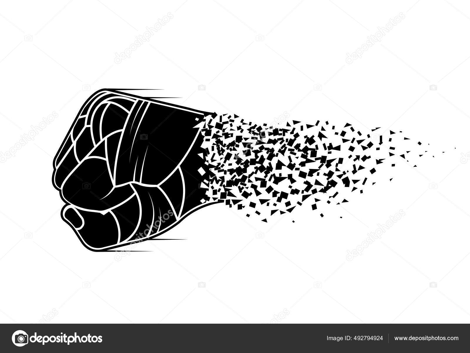 Fighter's Hand Collapses Particles Vector Illustration Stock Vector ...