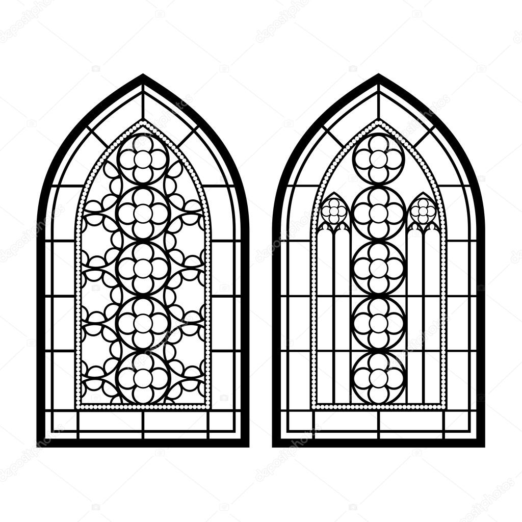 Gothic windows. Vintage frames. Church stained-glass windows Stock ...