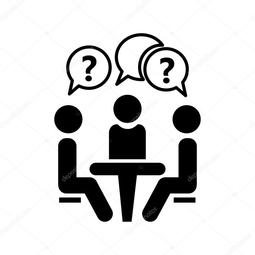 Icon Conference. People sitting around the table talking. Vector ...