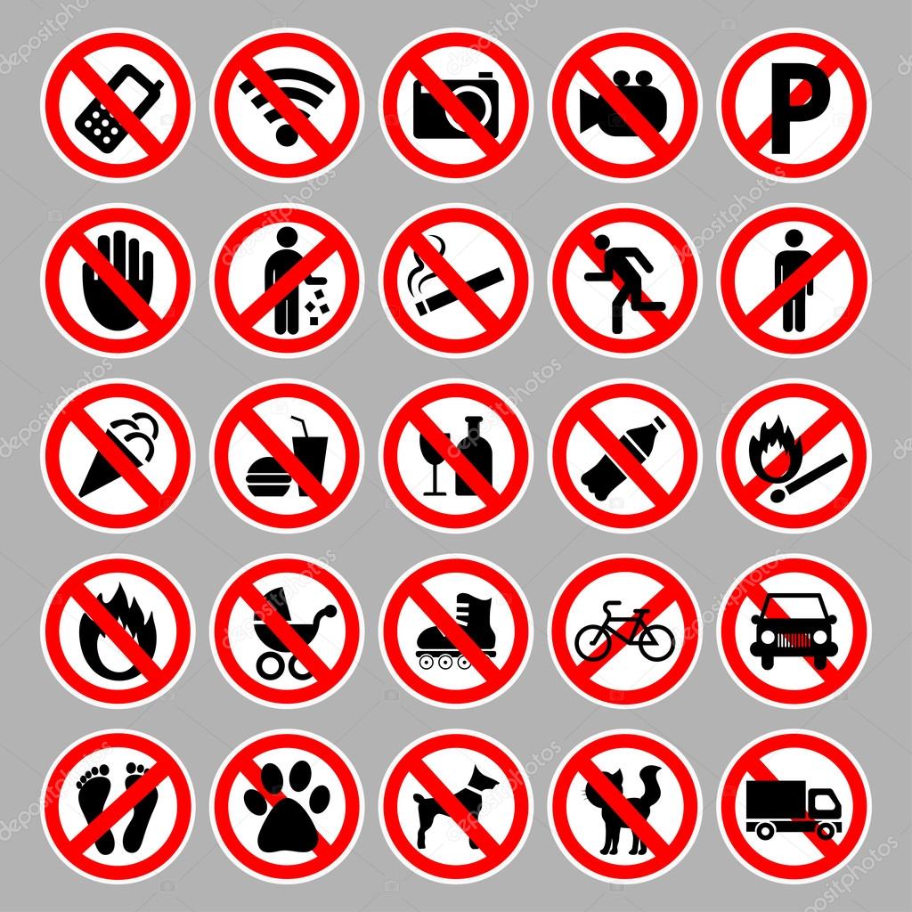 Conjunto De Signos De Prohibición Símbolos Vectoriales 2024