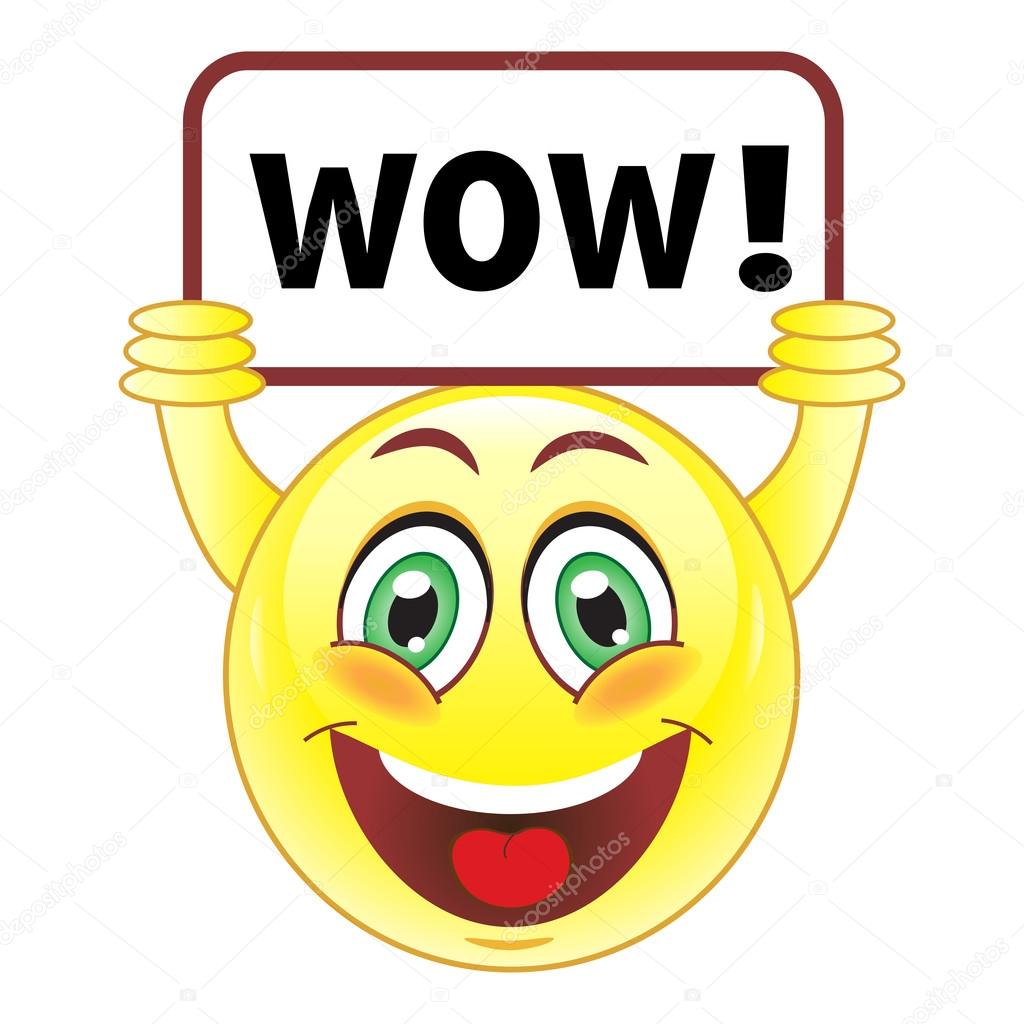 Vector Wow Smiley Smiley With Wow Sign — Stock Vector © Natalipopova 79583806