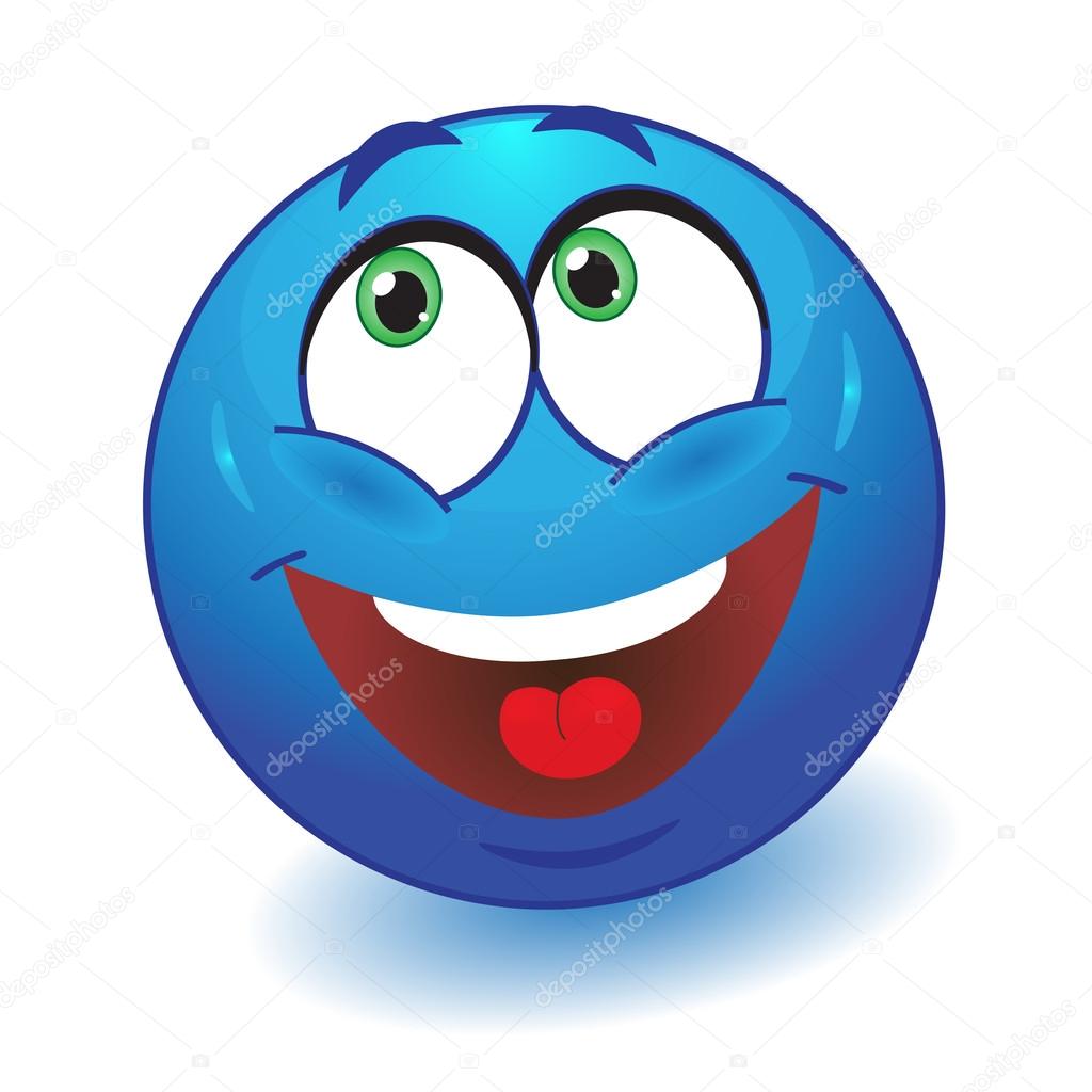 Blue Happy Face Emoticon