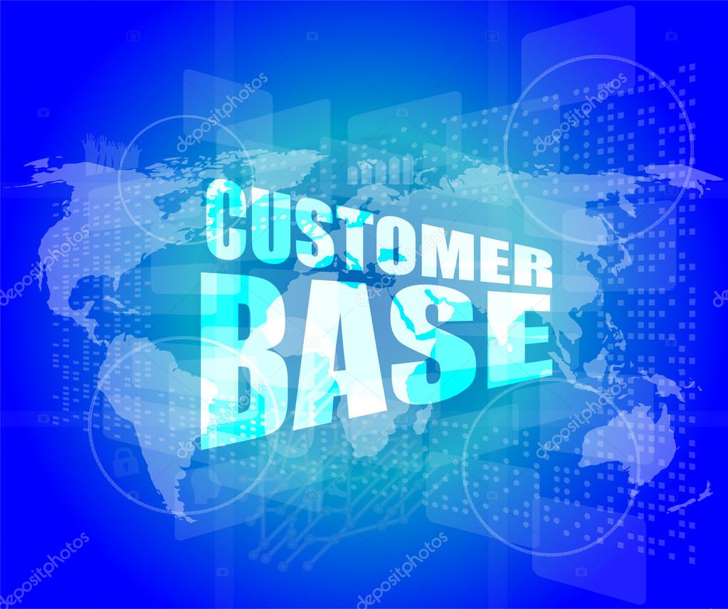 Customer base words on digital screen with world map — Stock Photo ...