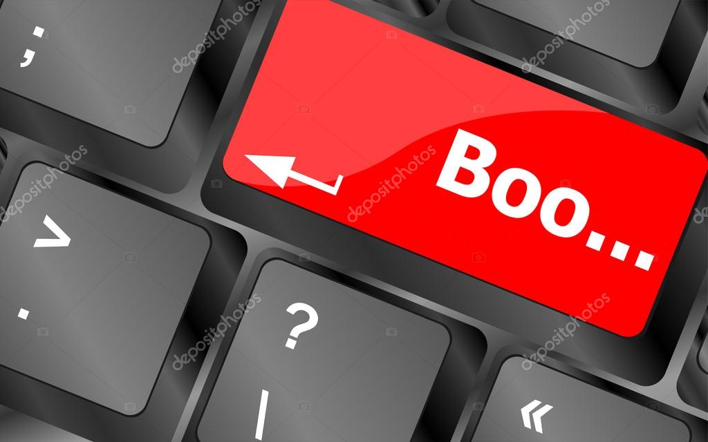 Palabra Boo en las teclas del teclado del ordenador vector 2022