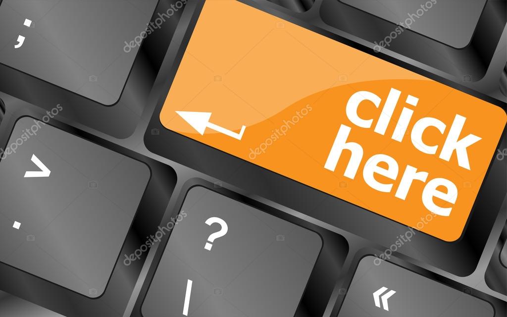 Teclado con clic aqu bot n, concepto de Internet, ilustraci n de vectores 2024