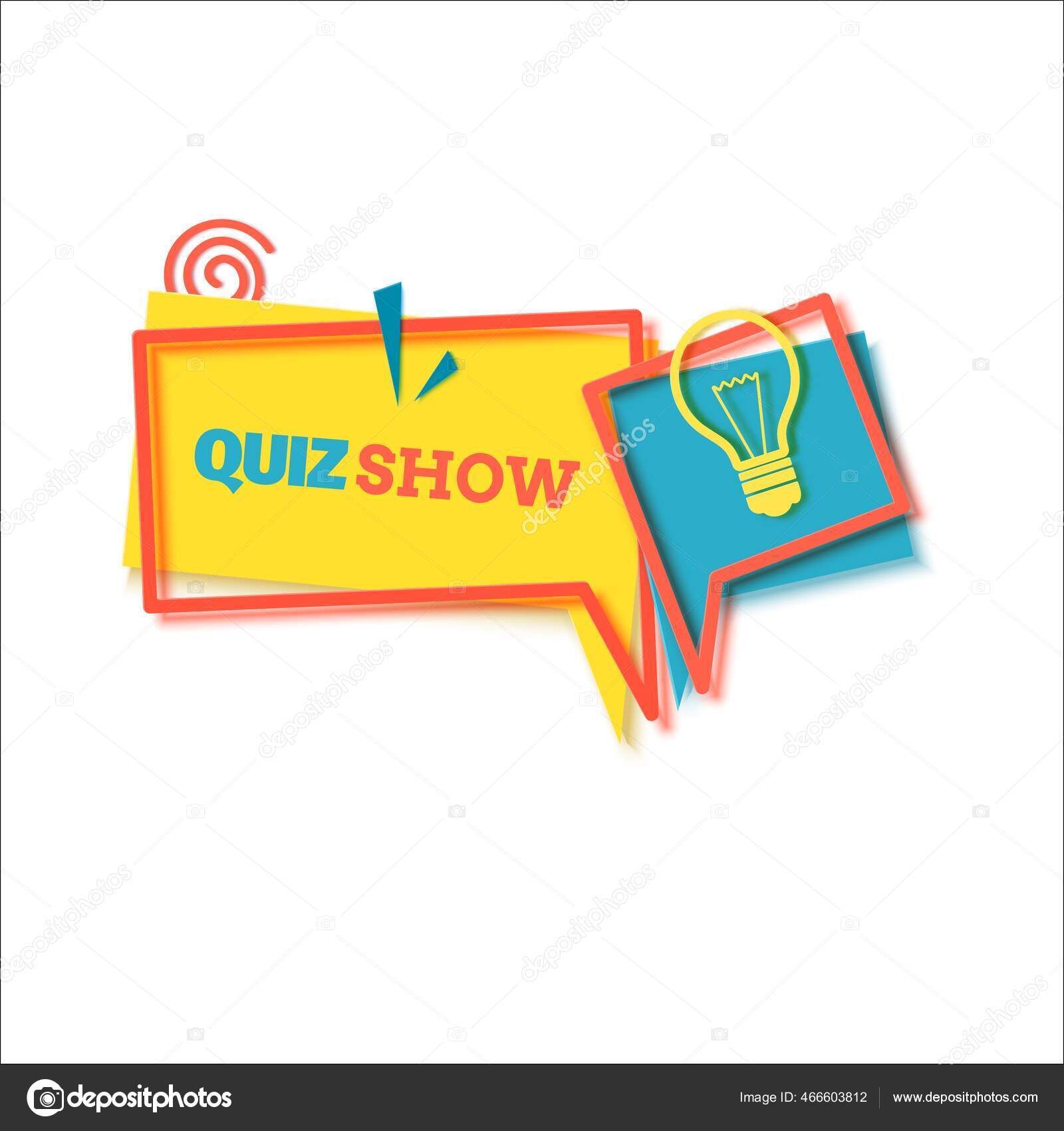 Quiz show label in paper cut style. Two layout banners with red frames ...