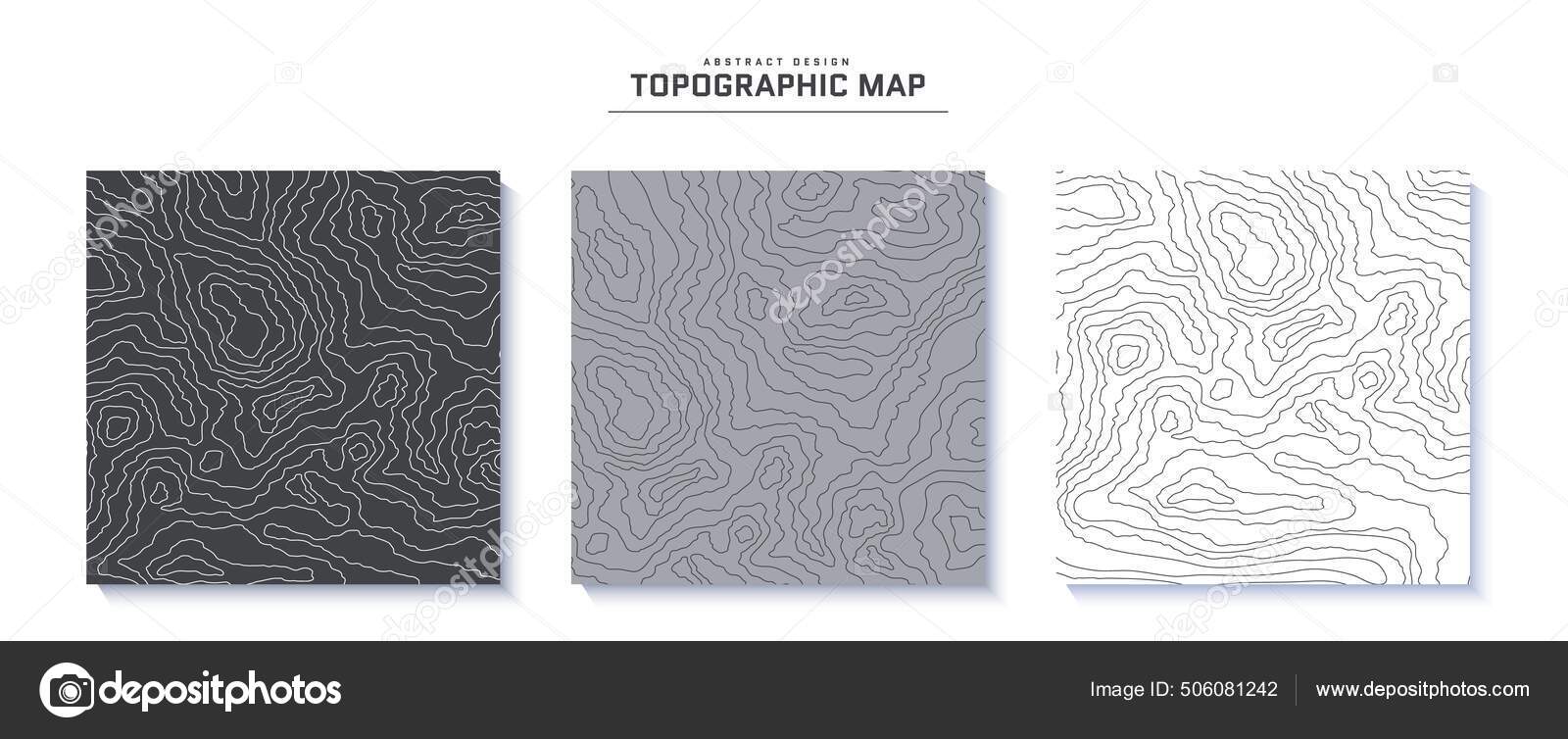 Set of topographic maps abstract backgrounds. Outline cartography ...
