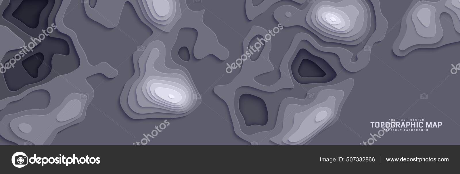 Topographic map in paper cut style. 3d abstract background with cut out ...