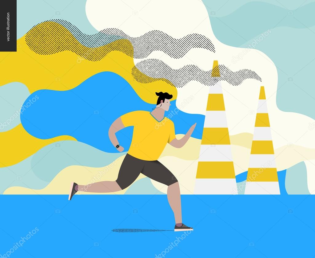 Young man running in smog Stock Vector Image by ©grivina #121104806