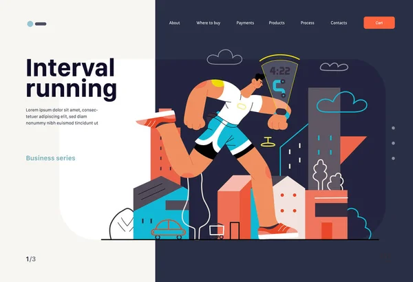 Runners - a woman running and exercising outside, website template ...