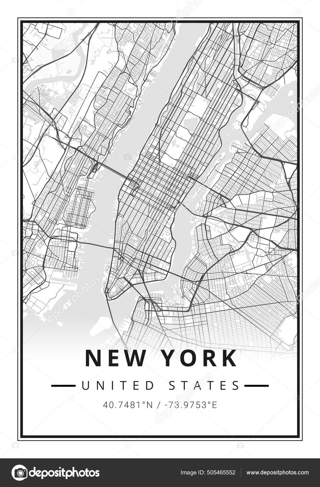 Street Map Art New York City United States Usa Stock Illustration by ...
