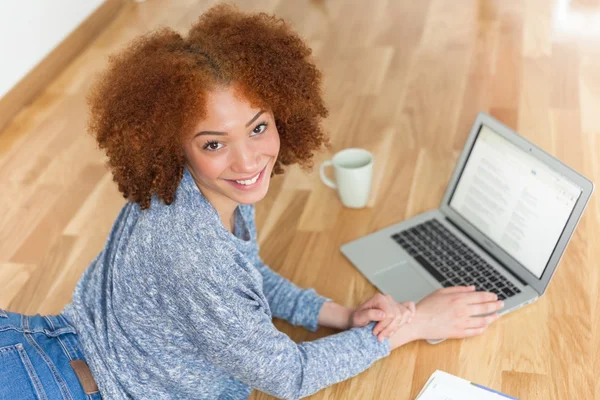 Young African student girl using a computer Stock Photo by ©sam741002 ...