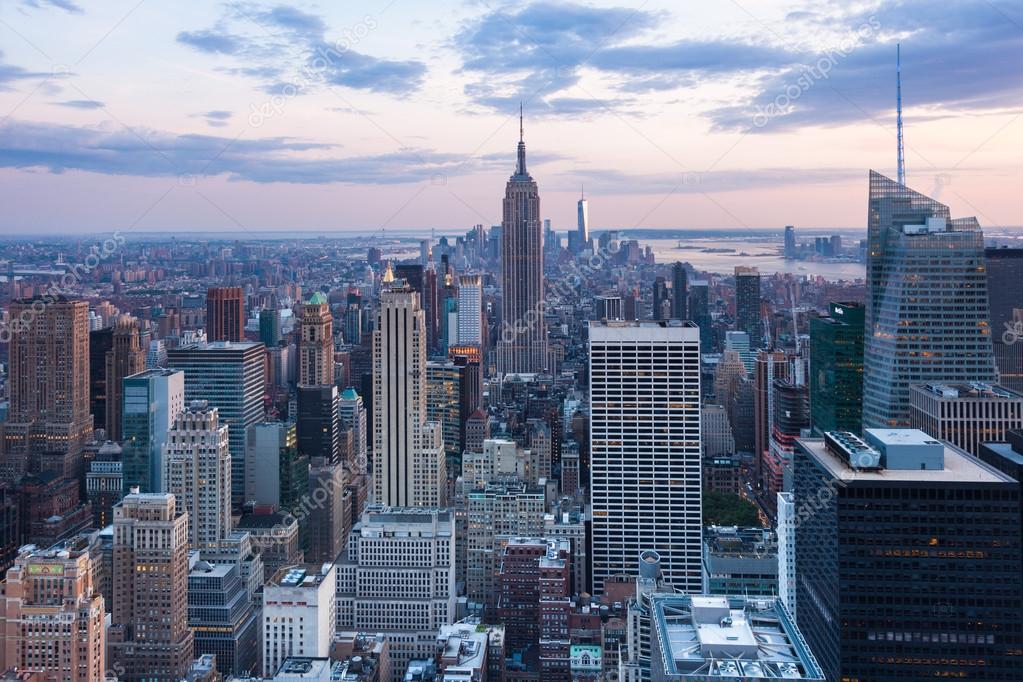 Aerial night view of Manhattan skyline - New York ⬇ Stock Photo, Image ...