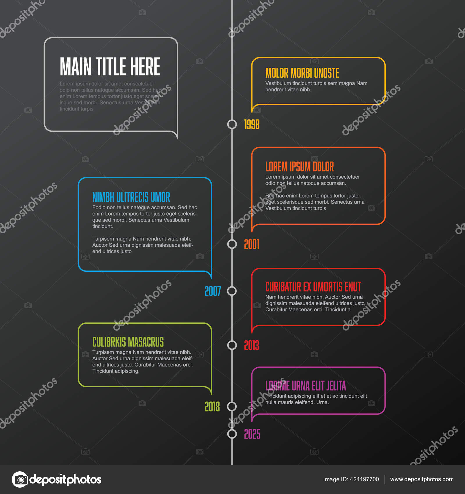 Vector Vertical Infographic Timeline Template Thin Line Color Bubbles ...