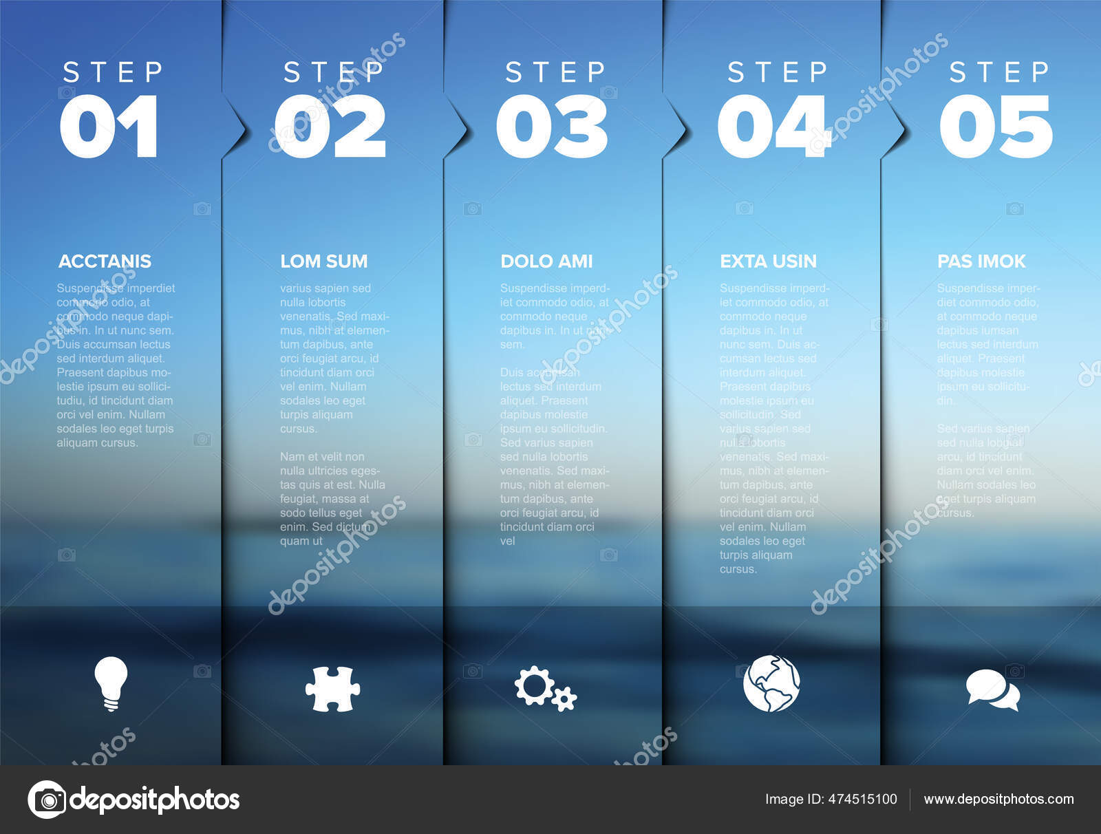 Five Vector Progress Block Steps Template Descriptions Big Numbers Icons Stock Vector by ©orson ...