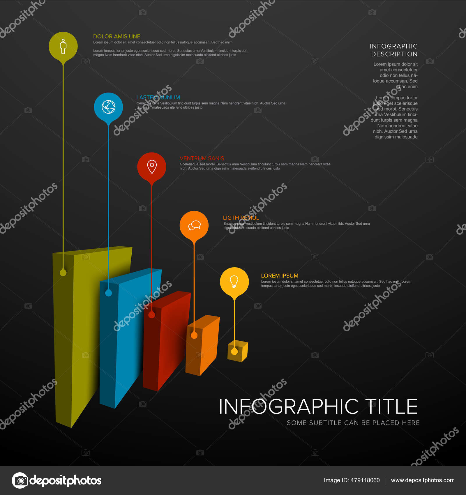 Vector Infographic Vertical Layers Template Five Levels Material ...