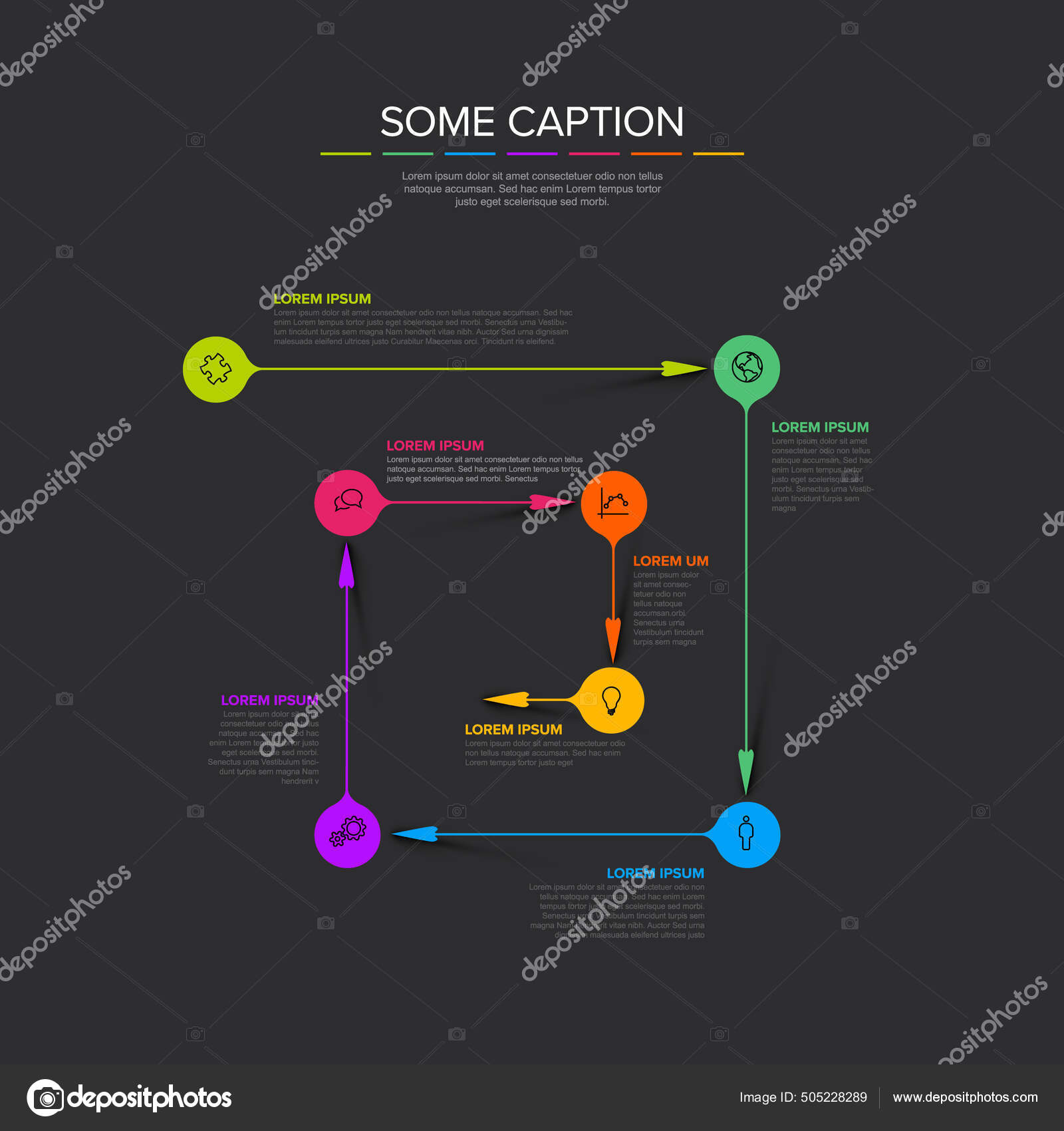 Vector Dark Helix Spiral Cycle Infographic Schema Diagram Template Made ...