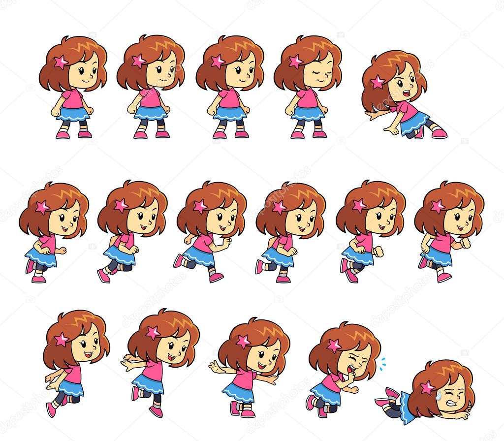 Pinky Girl Game Sprites Stock Vector by ©mikailain 100882964