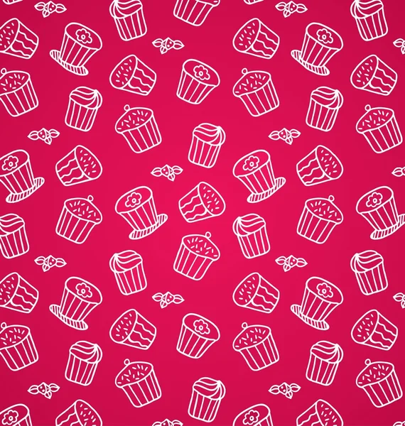 Pattern Cupcakes Hand Drawn Black White Background Cupcakes Decorated Cream Stock Vector Image ...