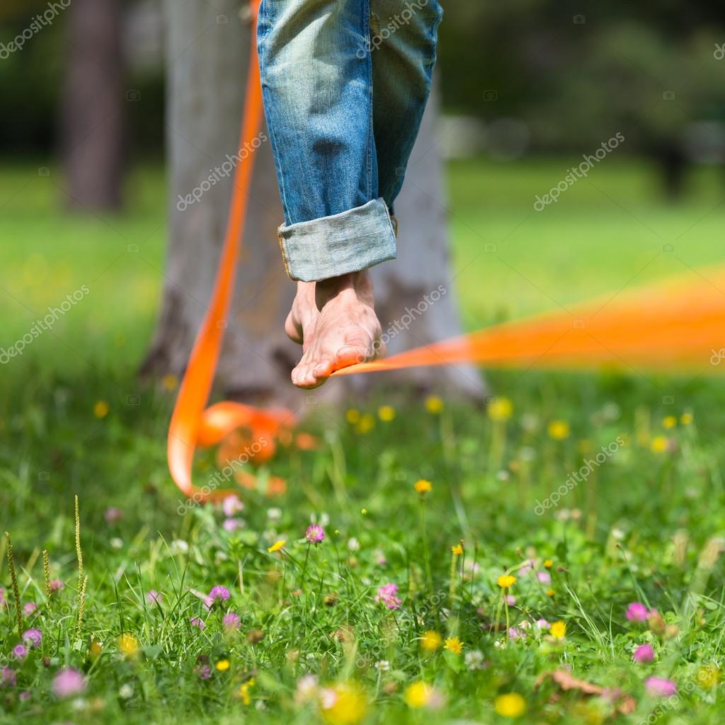 Slack line in the city park. Stock Photo by ©kasto 51889887