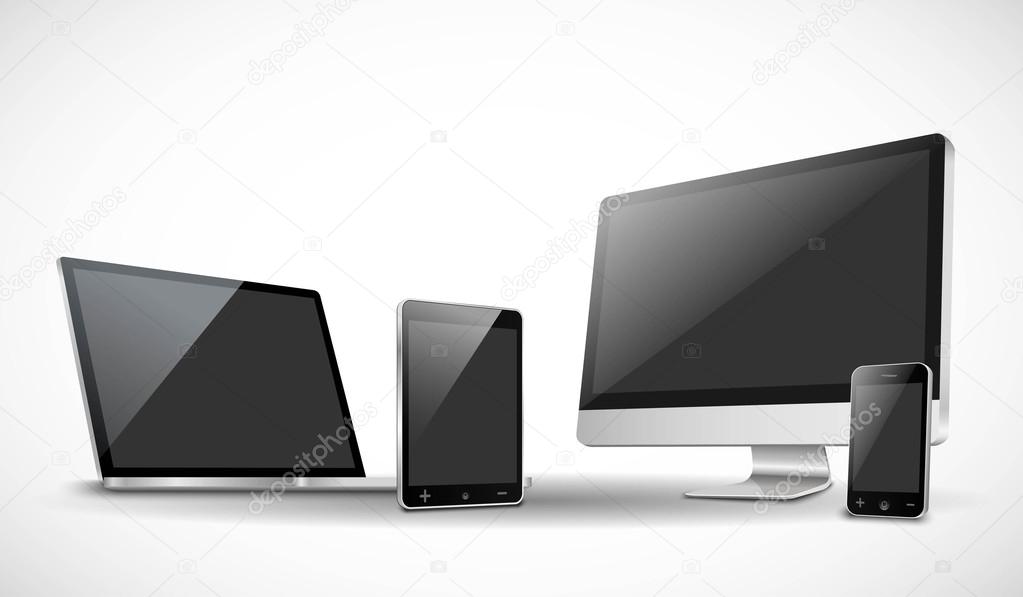 Set realistic vector laptop, tablet, smartphone and desktop Stock ...
