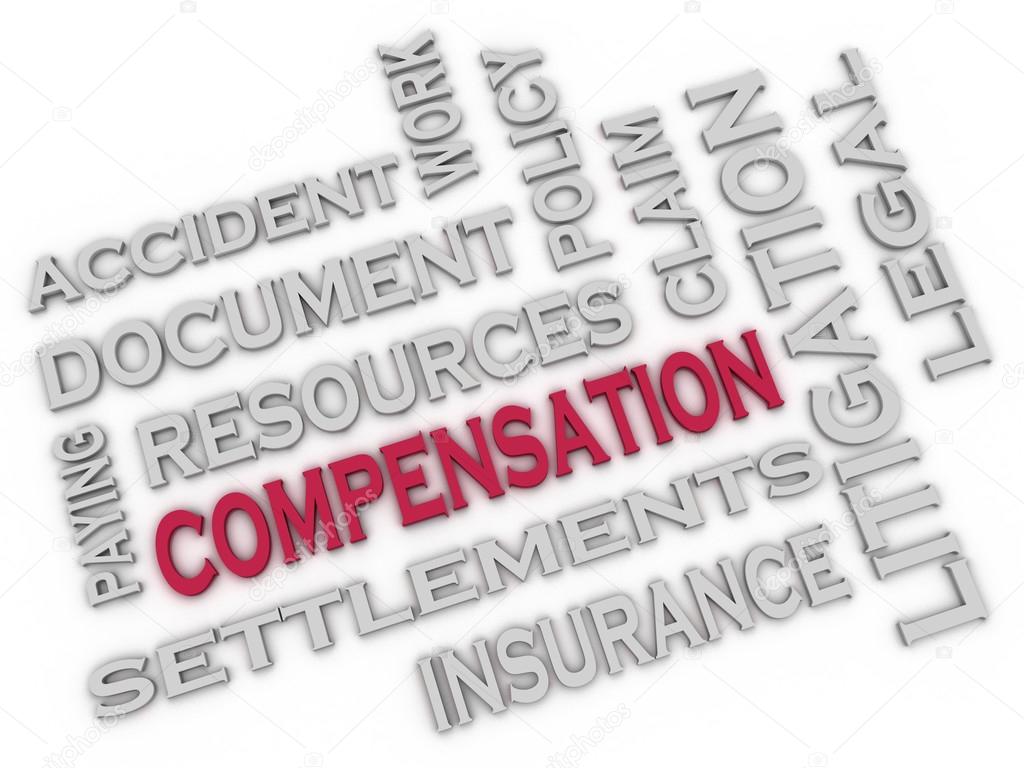 3d image Compensation issues concept word cloud background Stock Photo ...