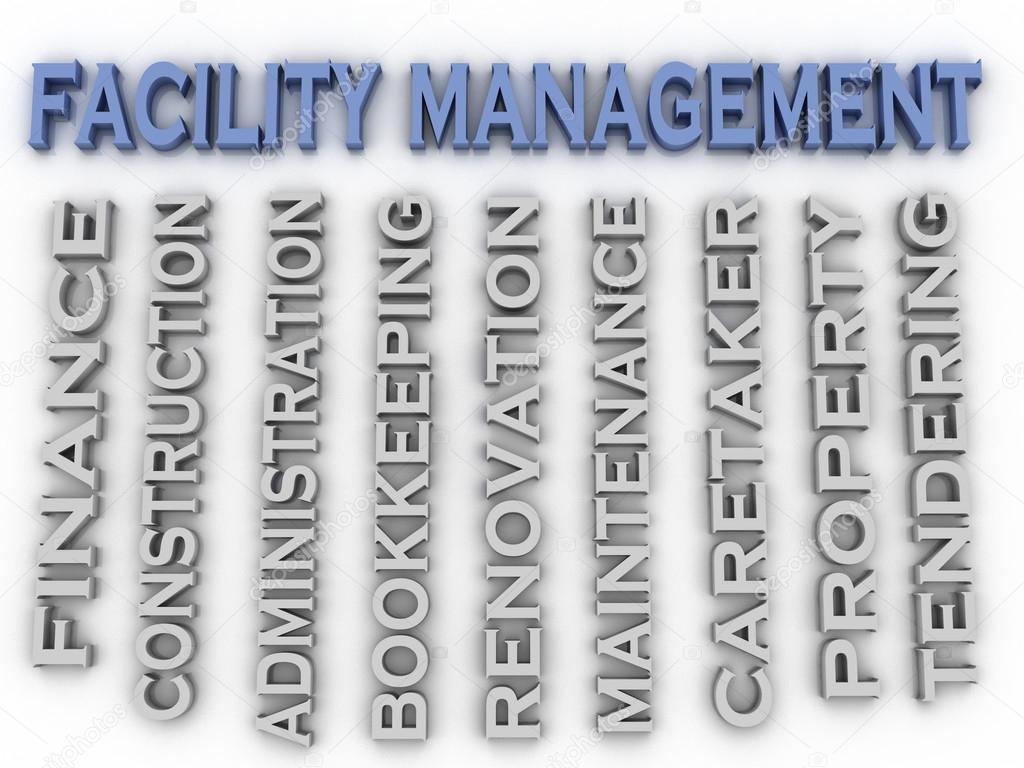 3d image Facility management concept word cloud background — Stock ...