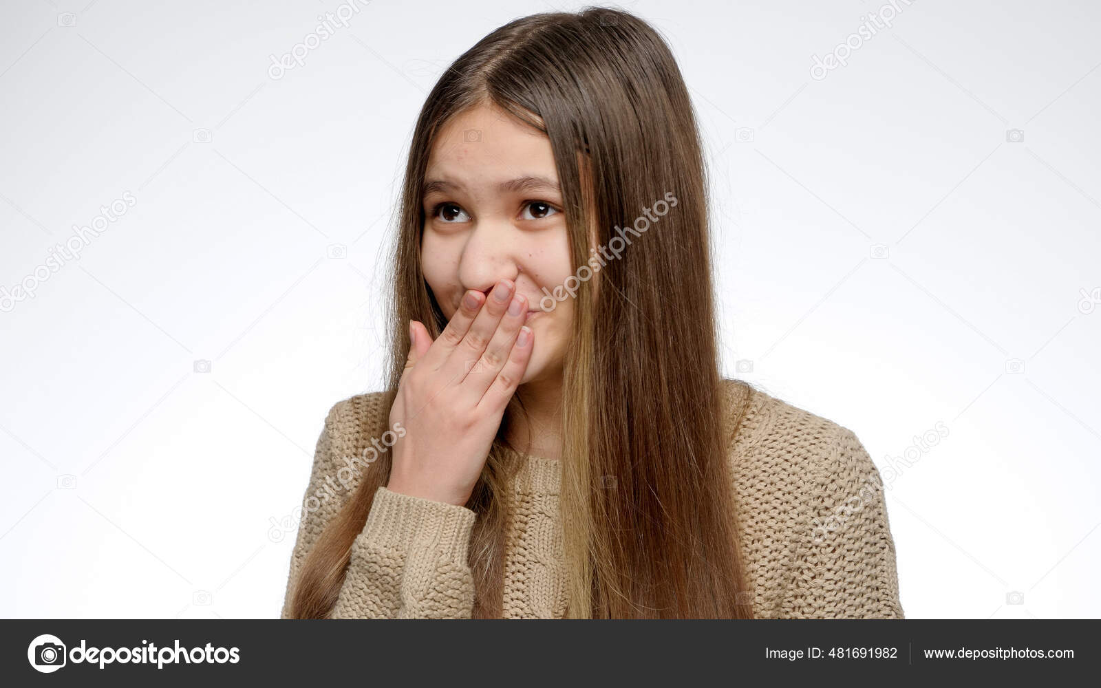 Smiling girl mocking and scoffing of somebody — Stock Photo © Kryzhov ...