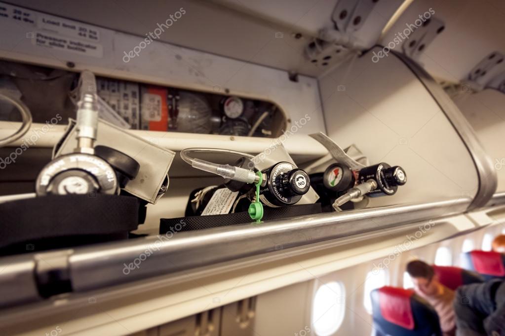 Oxygen cylinders at aircraft — Stock Photo © Kryzhov #58388733