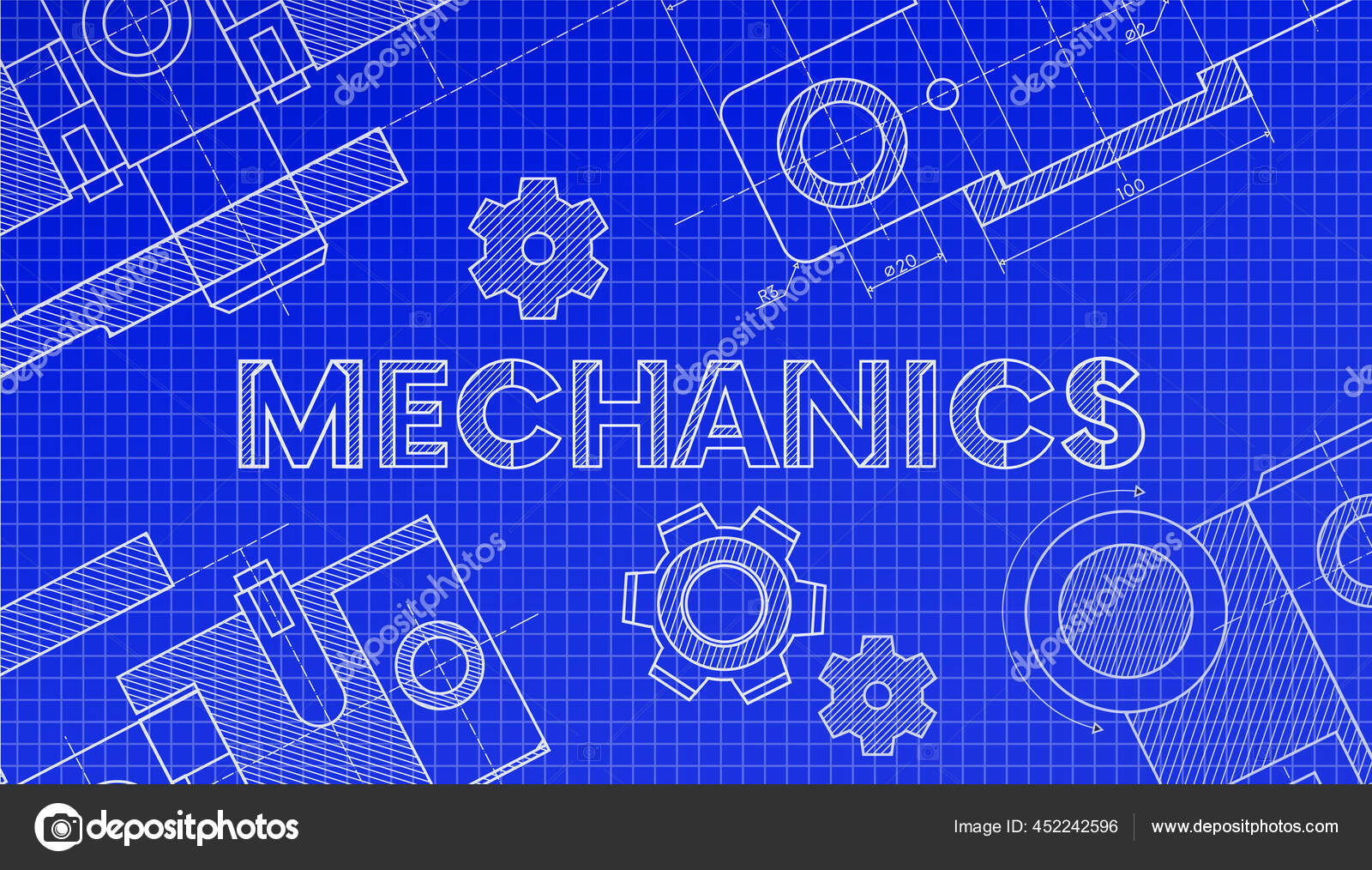 Technical drawing blue background . Mechanical Engineering drawing ...