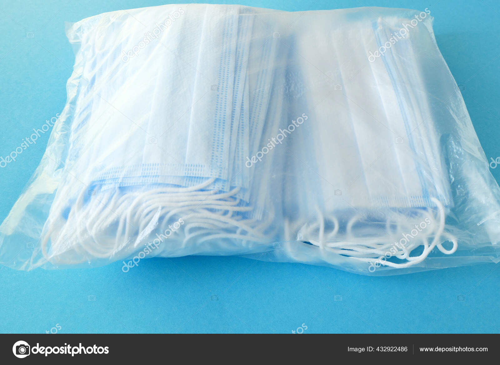 Medical Packing Face Masks Blue Background — Stock Photo © LessLemon ...
