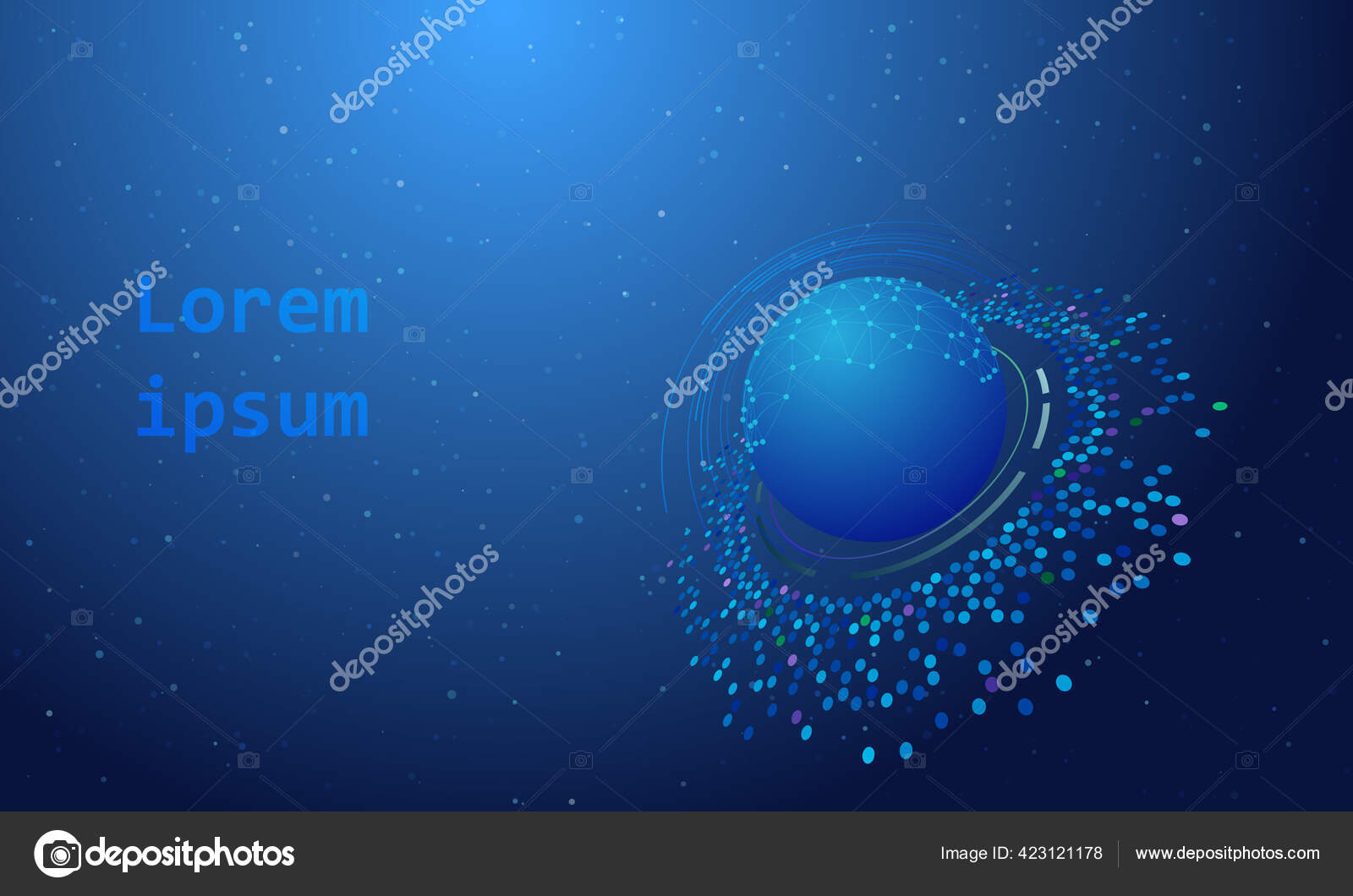 Abstract Blue Tech Background Sphere Lines Big Data Connection Concept ...