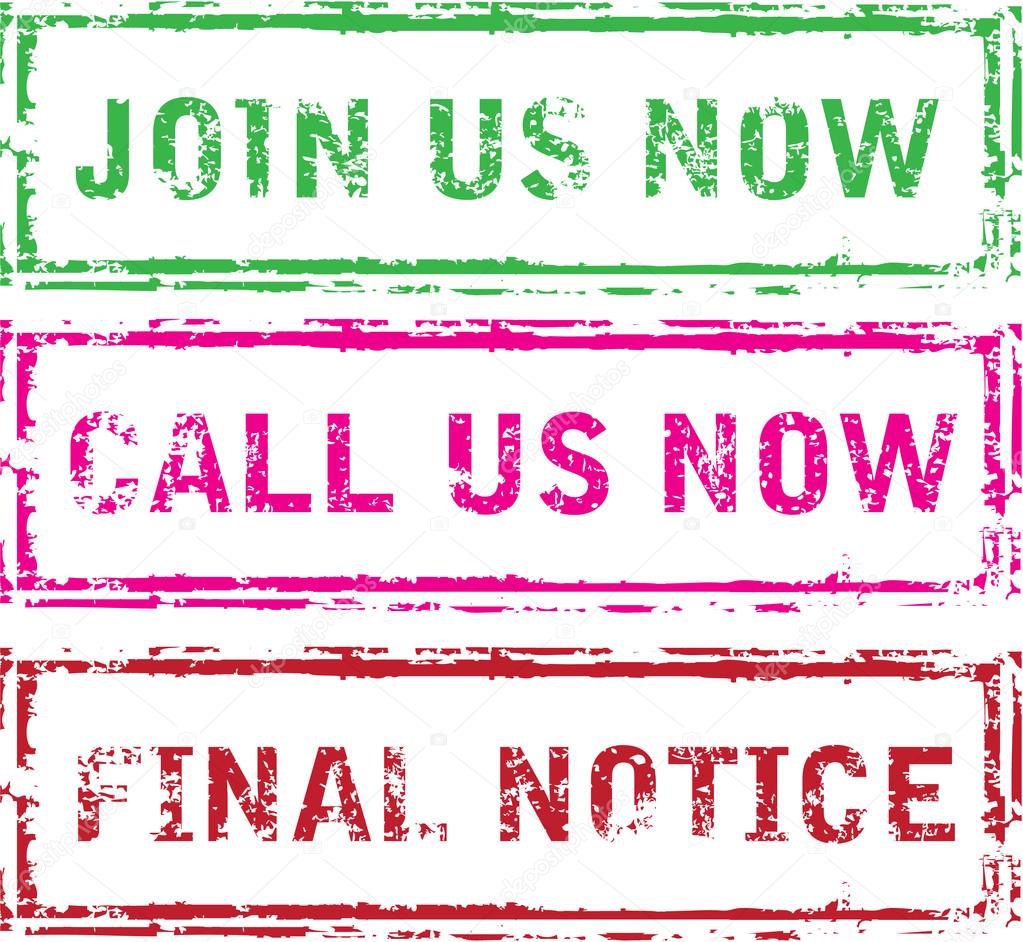 Join us now Call us now Final Notice — Stock Vector © anton_novik #89083814