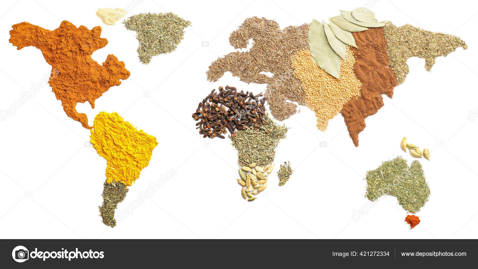 World Map Made Spices White Background — Stock Photo © serezniy #421272334