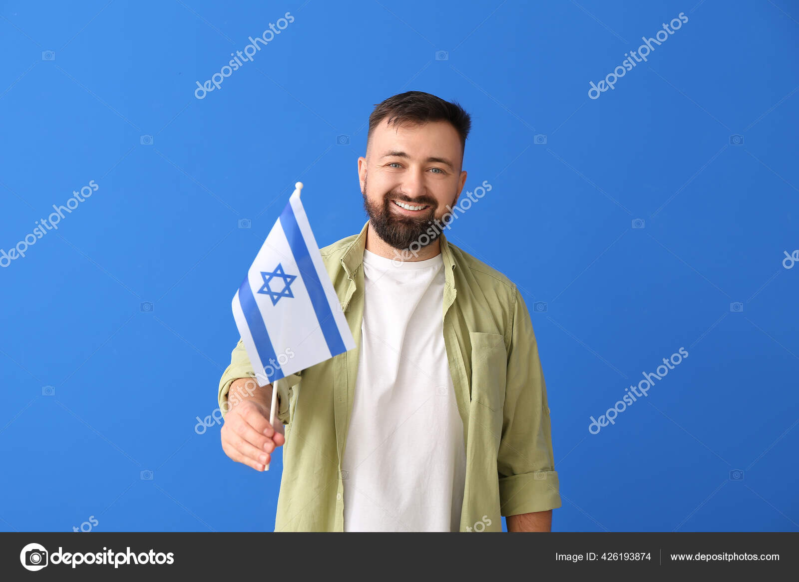 Man Flag Israel Color Background Stock Photo by ©serezniy 426193874
