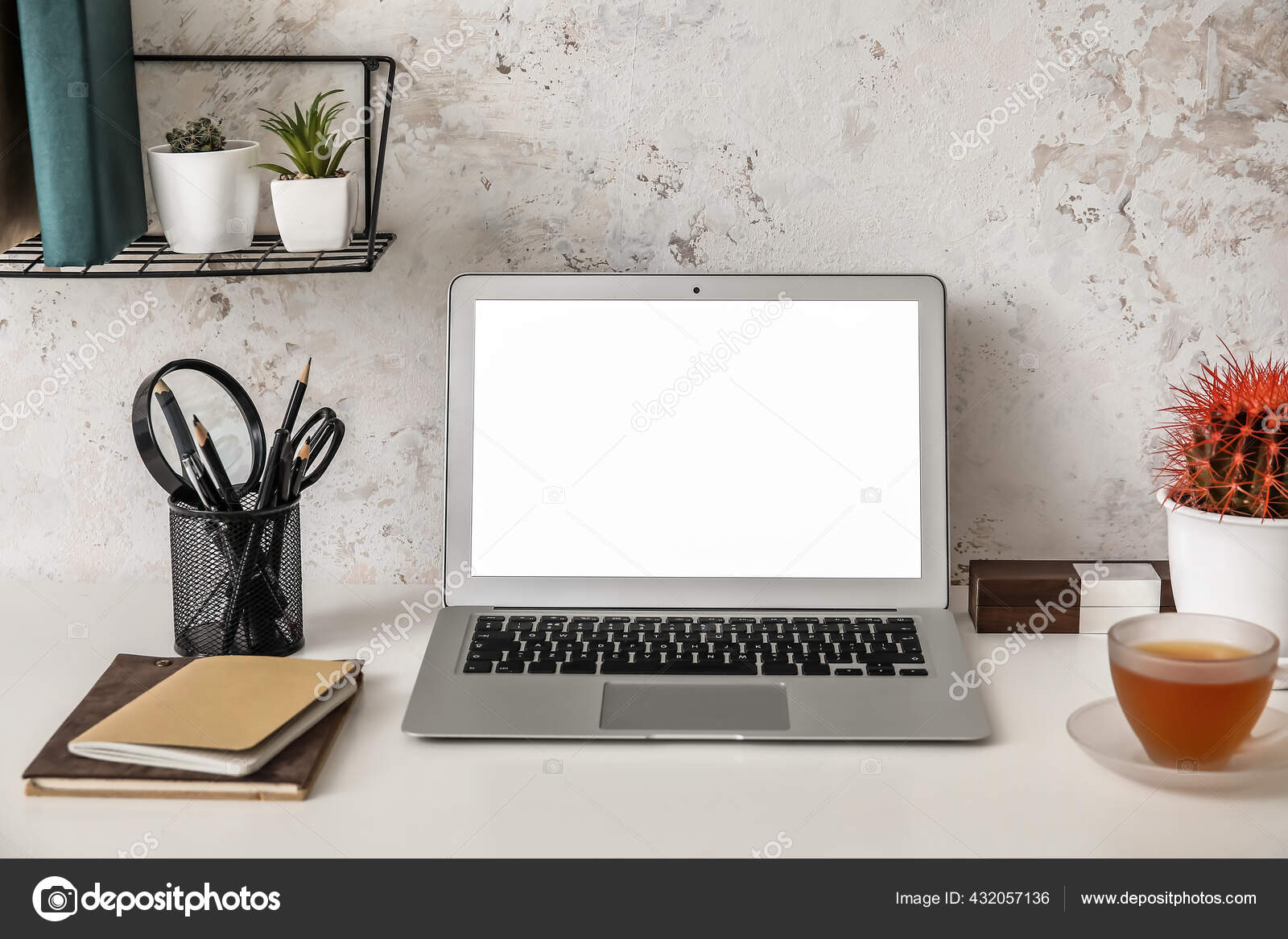 Comfortable Workplace Modern Laptop Room Stock Photo by ©serezniy 432057136
