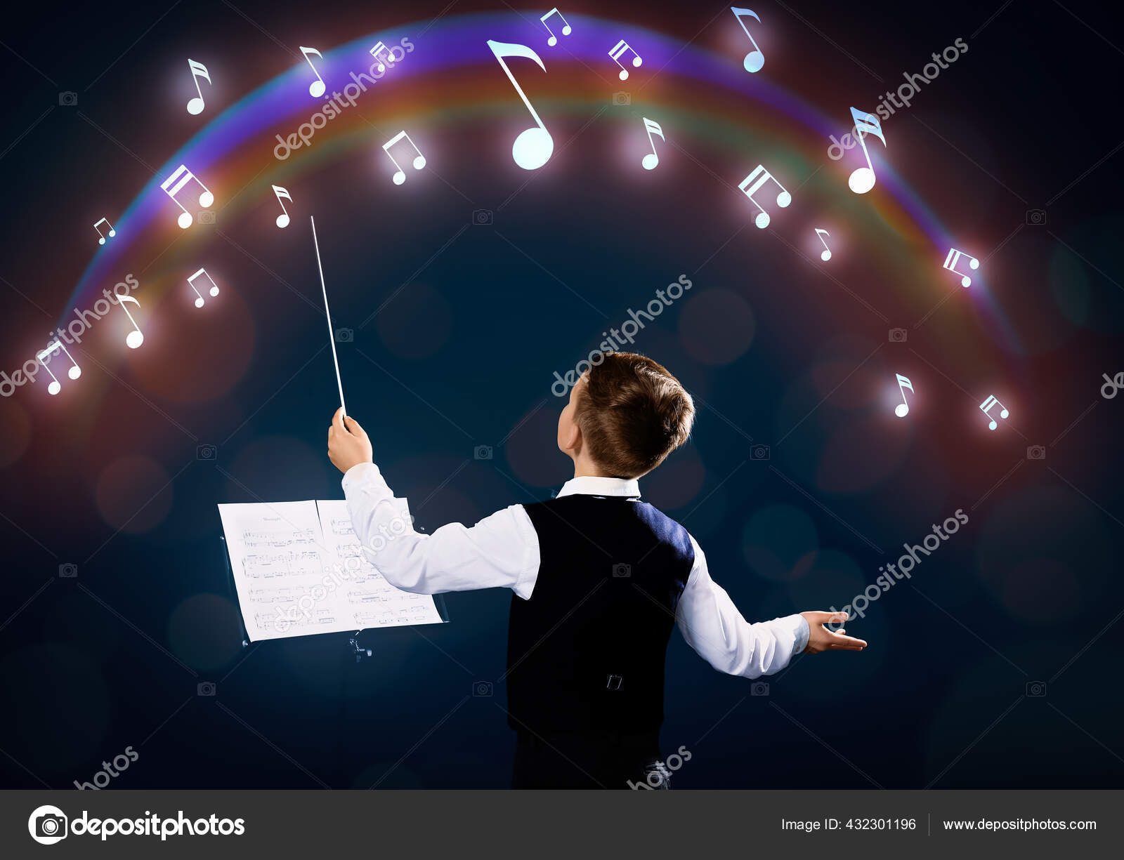Little Conductor Dark Background — Stock Photo © serezniy #432301196