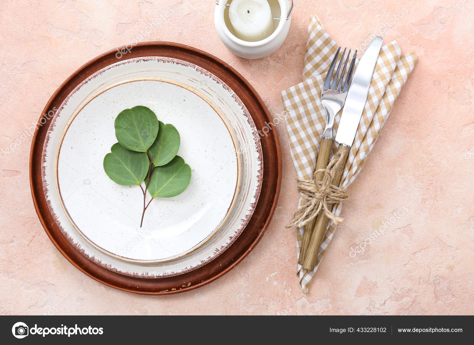 Beautiful Table Setting Color Background Stock Photo by ©serezniy 433228102